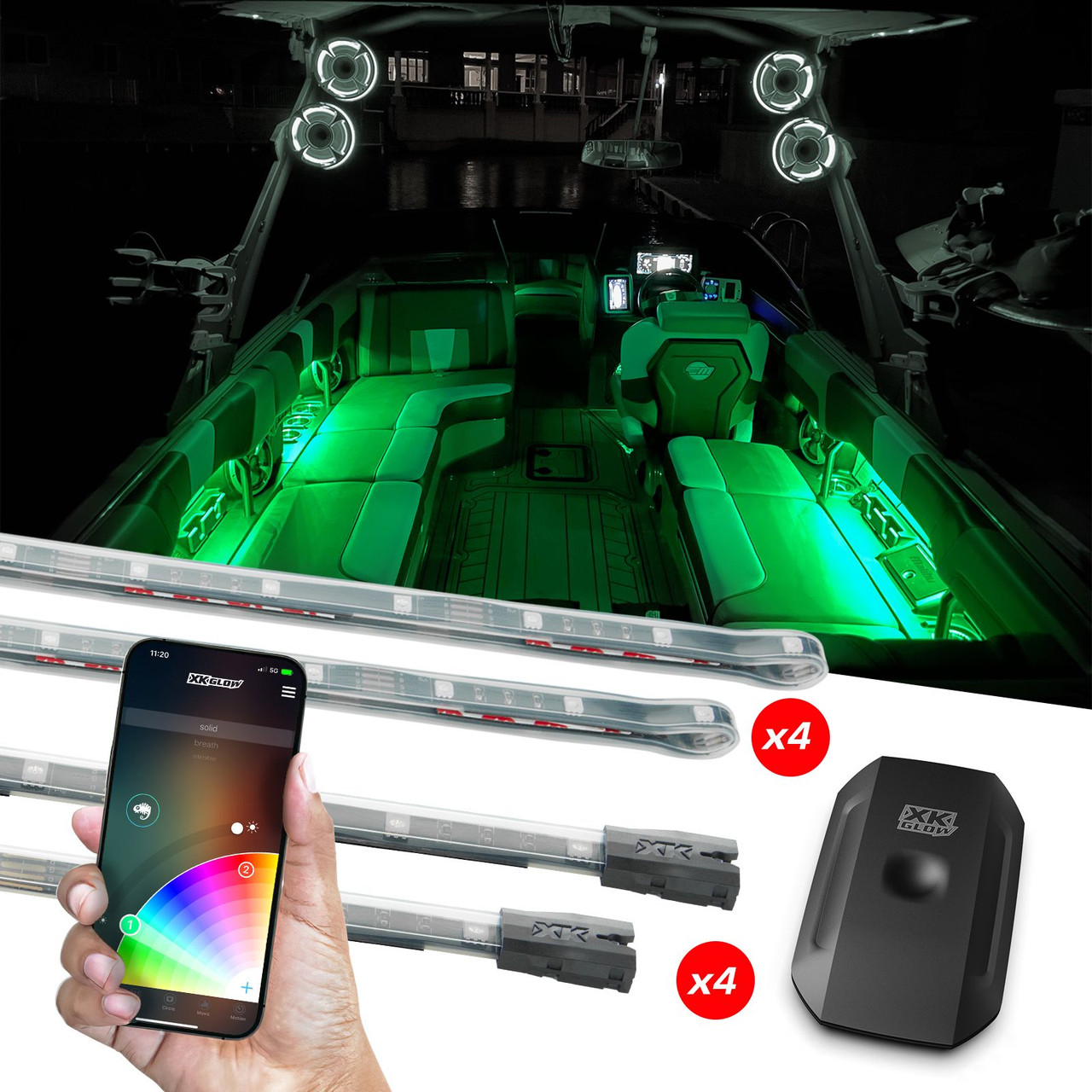 Smartphone App LED Boat Accent Light Kits from XKGLOW