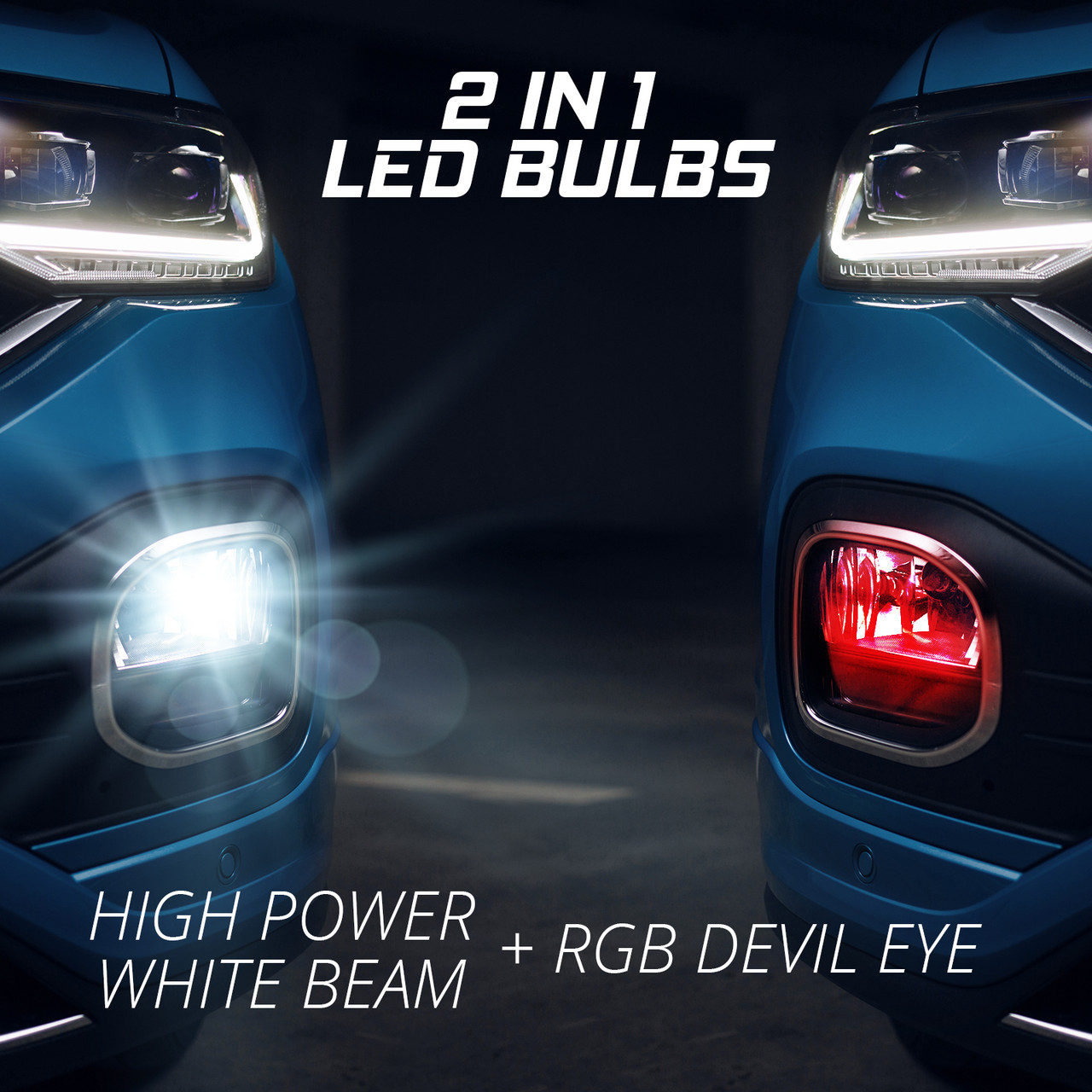 2-in-1 LED Headlight Kit + Multi-Color Devil/Demon Eye Headlights