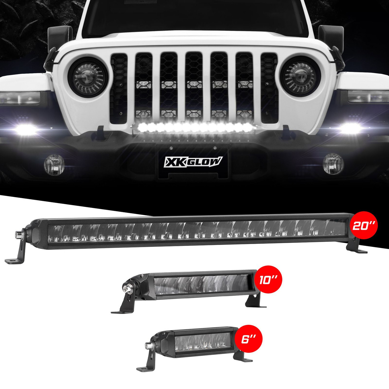 6"-10"-20" Auxiliary High Beam LED XKGLOW Razor Light Bar
