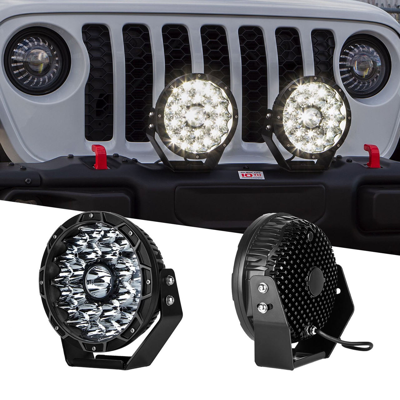 2pc 9in LED Combo Beam Round Off Road Lights