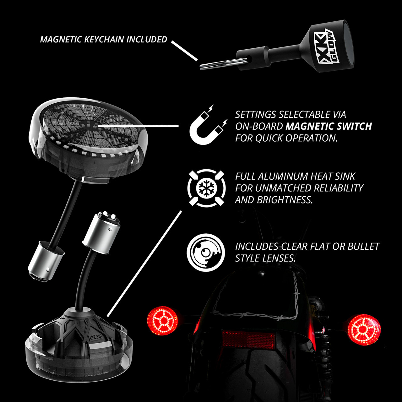 Motorcycle Rear LED Turn Signal Kit from XKGLOW