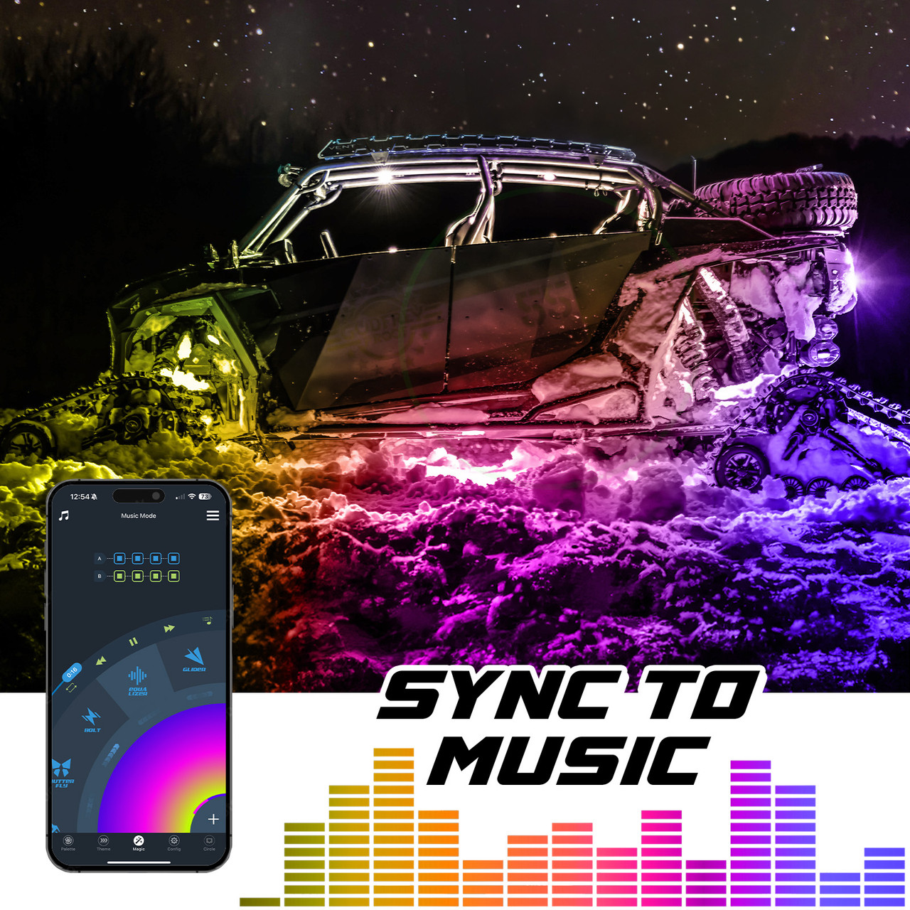 XKmax RGBW LED Rock Lights with Color Chasing | XKGLOW