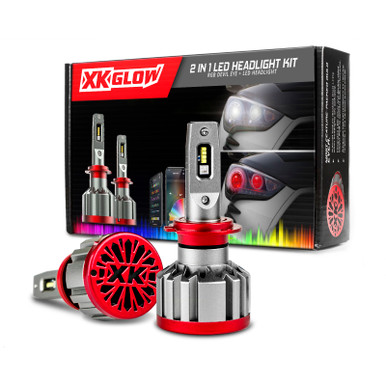 2-in-1 LED Headlight Kit + Multi-Color Devil/Demon Eye Headlights