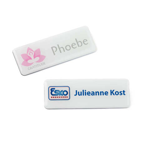 76 x 26mm Gloss White Name Badges | Make Badges