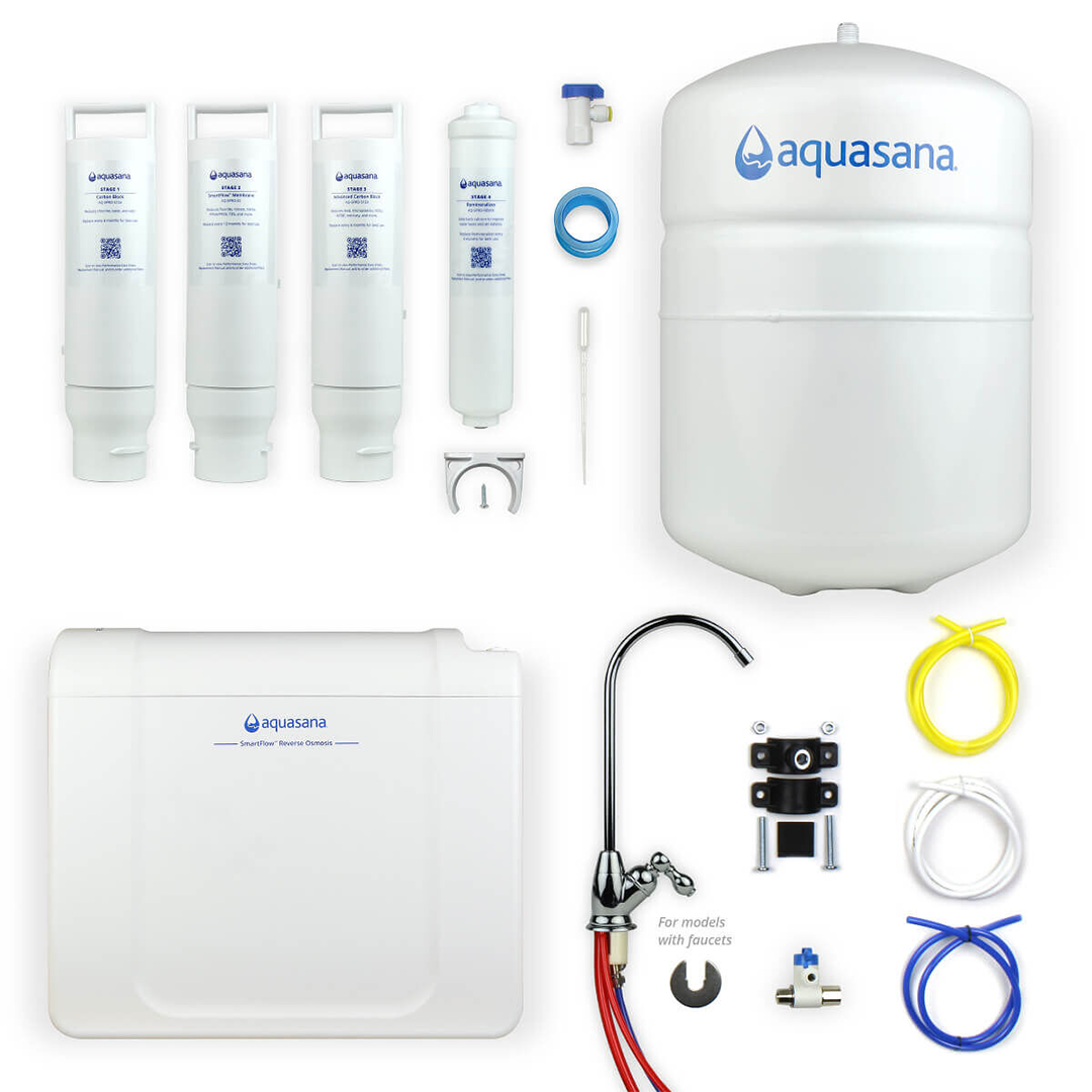 Aquasana SmartFlow Reverse Osmosis Under Sink Water Filter in Chrome ...