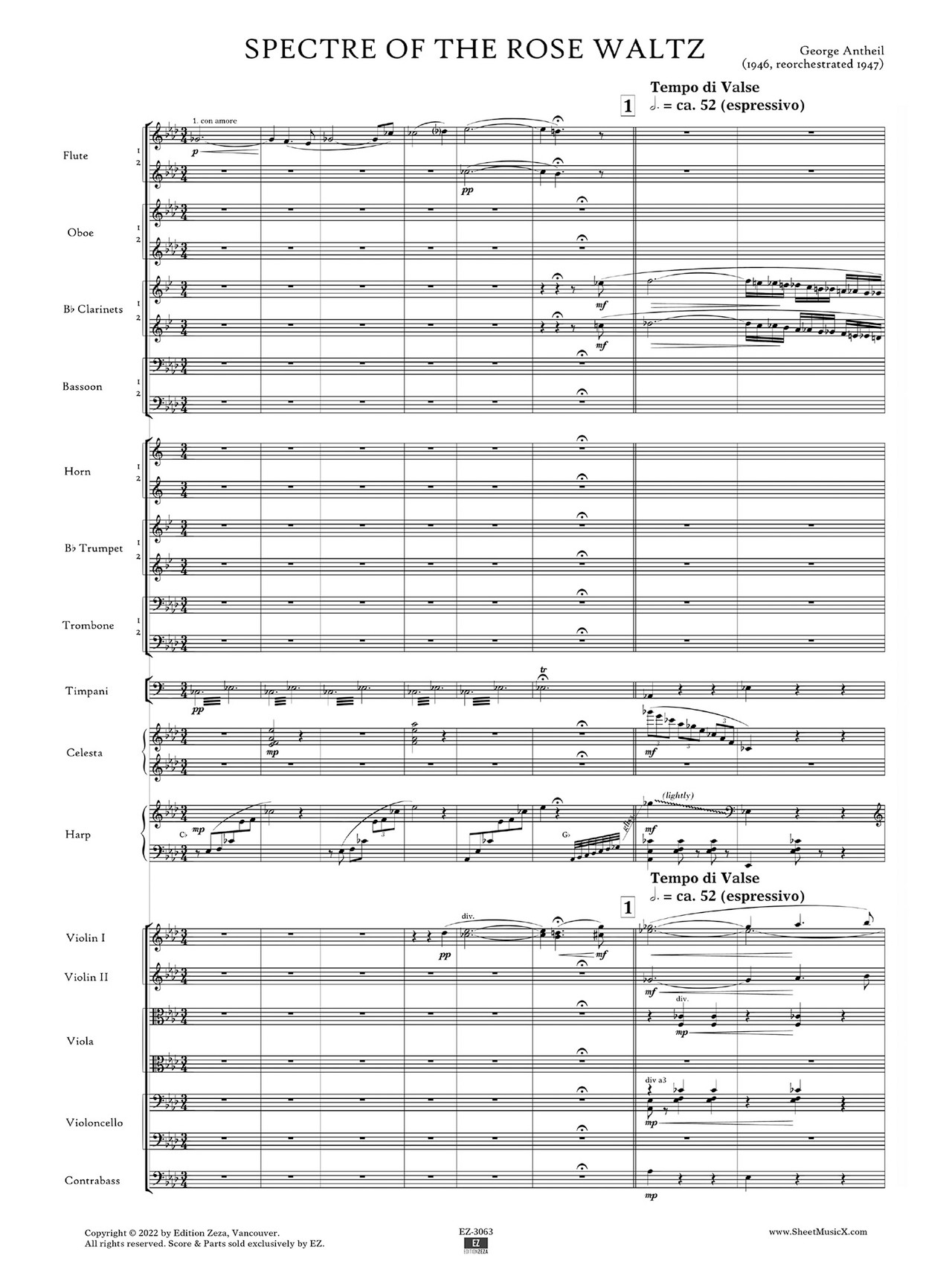 Antheil: Spectre of the Rose Waltz - Scores & Parts for Orchestra ...