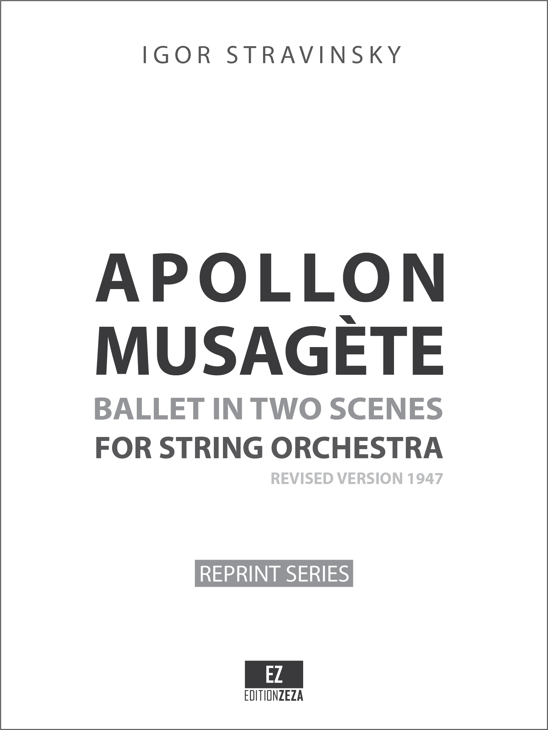 Stravinsky: Apollon Musagète - Scores & Parts for Orchestra, Sheet Music X