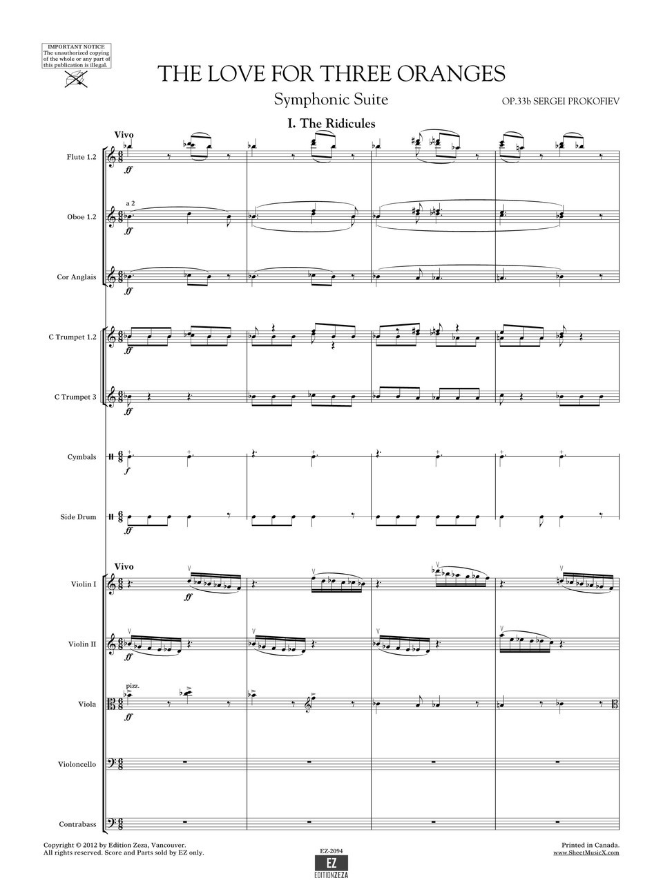 Prokofiev - The Love for Three Oranges, Symphonic Suite Op.33b - Scores ...