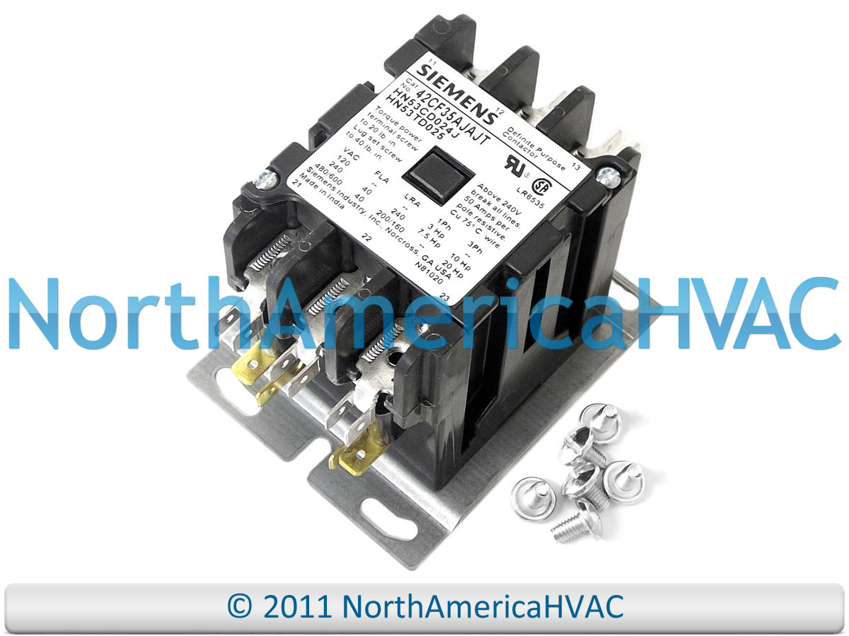 OEM Carrier Bryant Payne Contactor Relay 3 Pole 40 Amp Replaces ...