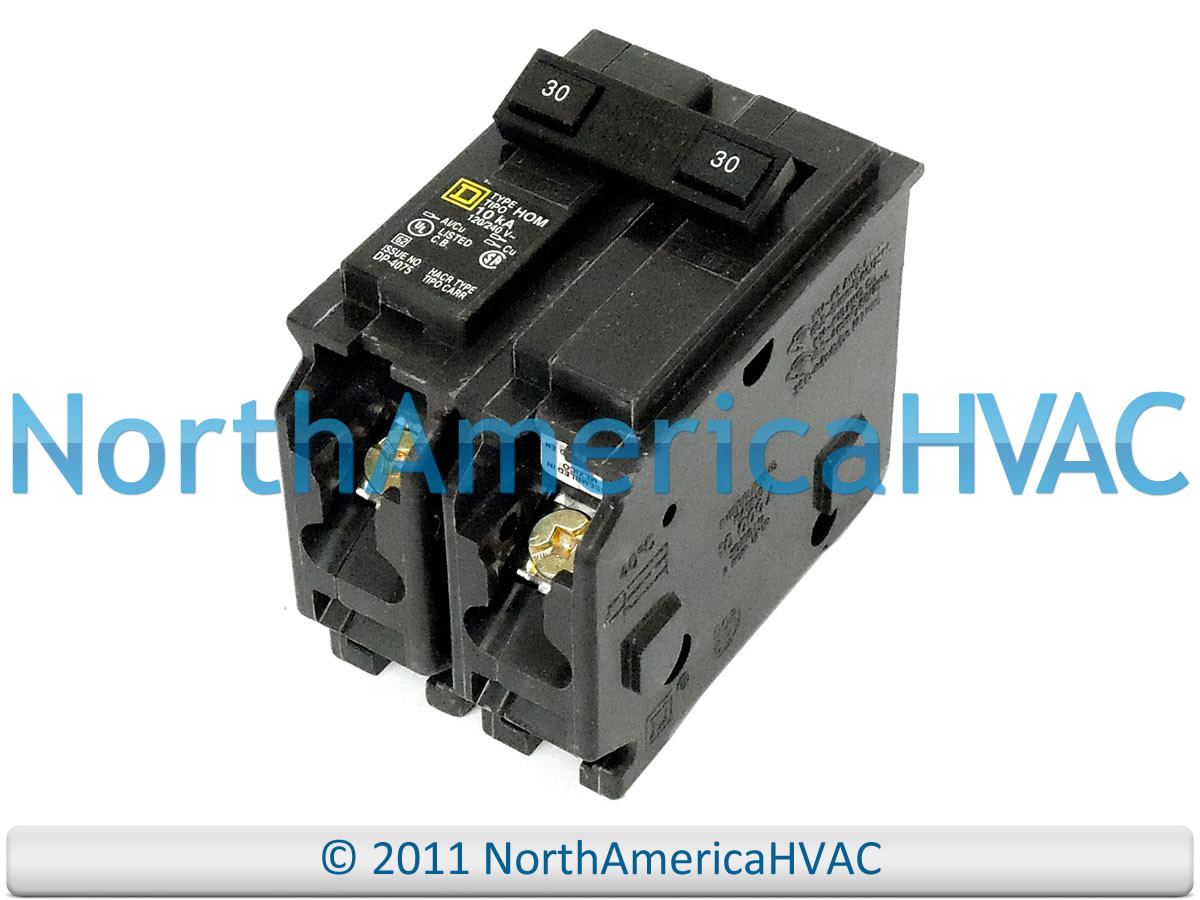 Double 2 Pole 30 Amp Square D Breaker DP-4075 HOM 10ka - North America HVAC