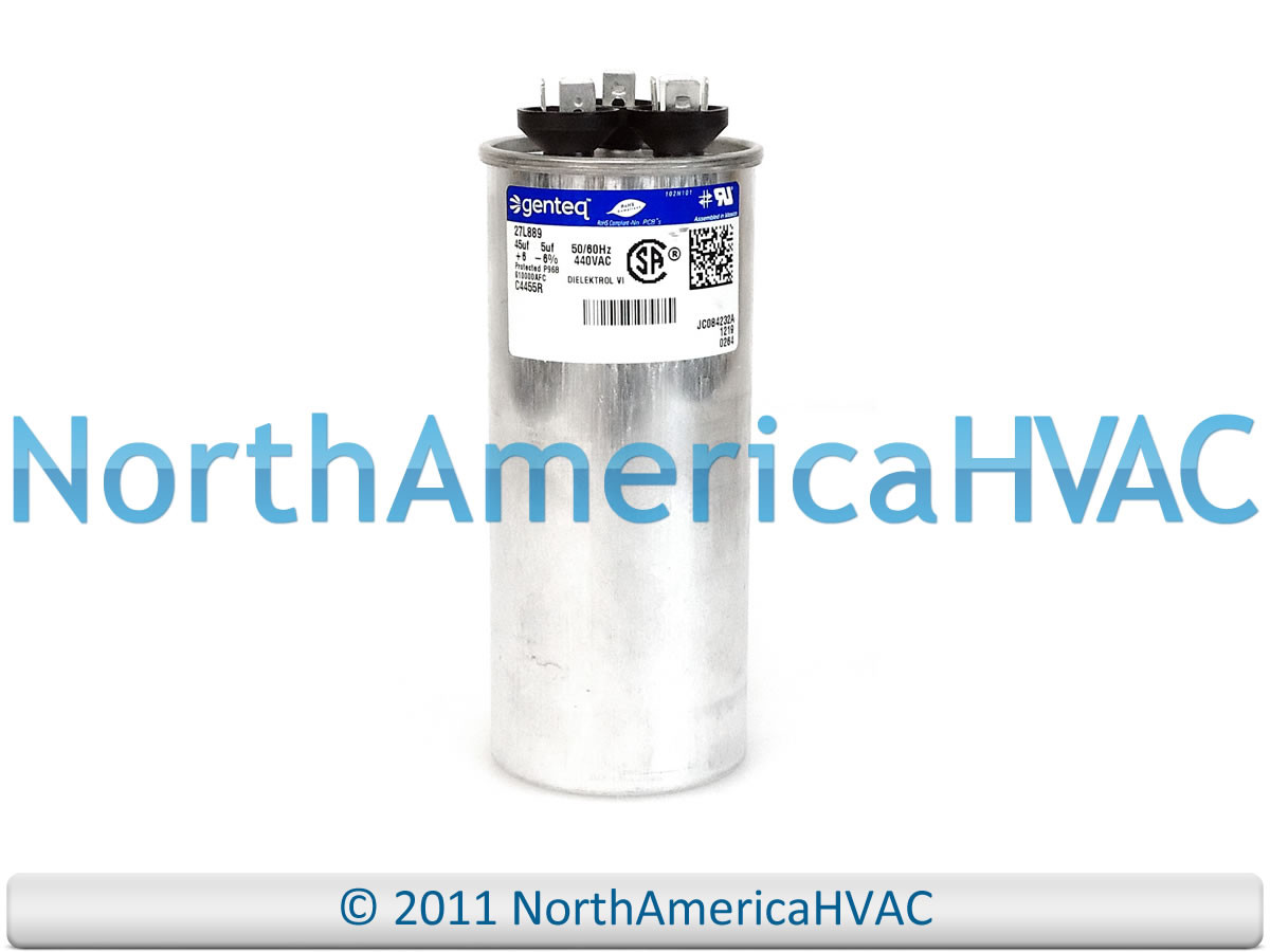 Capcom GE Genteq Dual Run Capacitor Round 45/5 uf 440 volt Z97F9851 ...