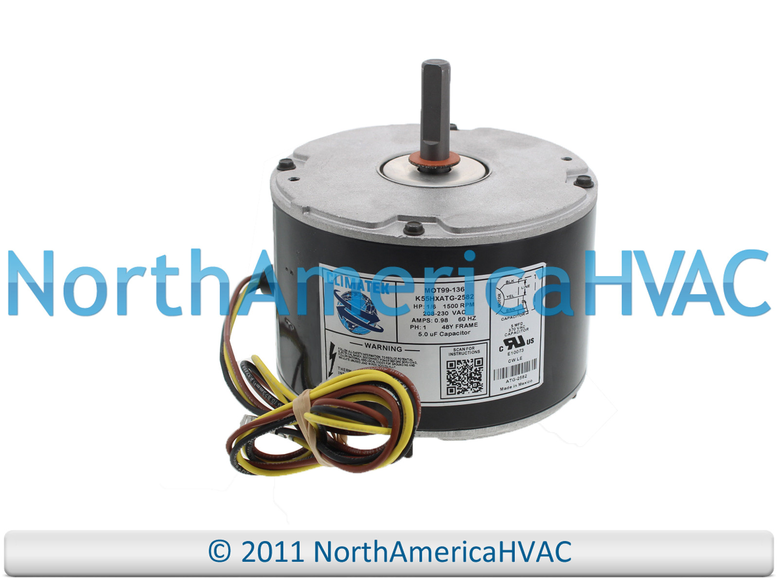 ClimaTek Condenser Fan Motor 1/6 HP Fits ICP Heil Tempstar Comfortmaker ...