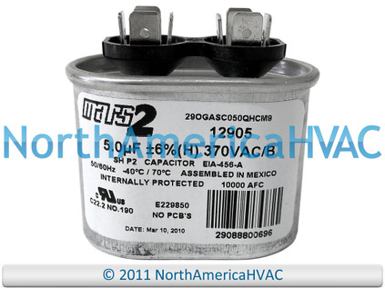 Jard Mars Mars2 Oval Run Capacitor 5 uf MFD 370 Volt VAC 12005 12905 ...