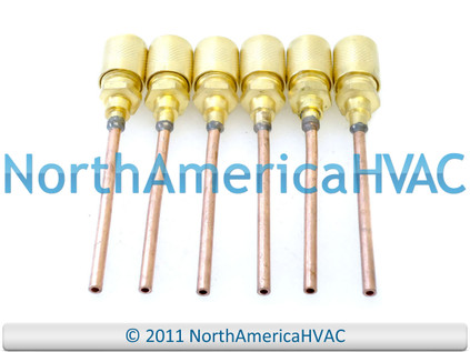 6 Service Access Valve + Core & Cap 1/4" SAE x 1/8" OD x 2" Stem ...