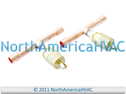 2x Refrigeration Service Access Copper Tee + Valve Core Cap Flare x 1/4 ...