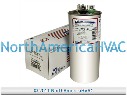 OEM Amrad Capacitor Dual Run Round 80/7.5 80.0/7.5 uf MFD 440 VAC ...