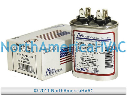 OEM Amrad Oval Run Capacitor 6.0 uf MFD 370 Volt VAC Replaces VA2000/37 ...
