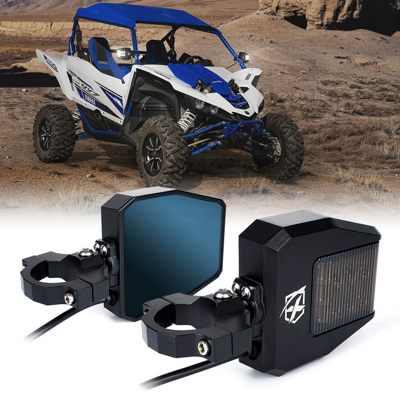 Polaris General Roll Bar Cage Side Mirrors With Smoke Lens Led Spot