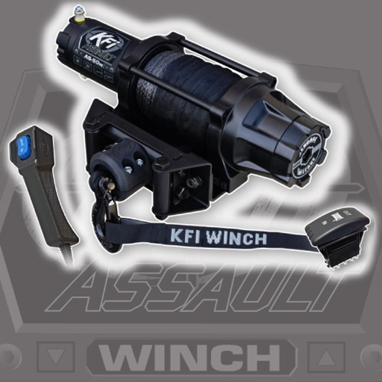 Polaris General 5000 Lb Assault Series Winch Wide By Kfi As 50w Series