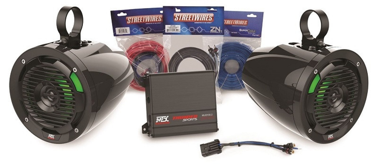 Polaris General Audio Package With Amplifier And 2 Roll Cage Speakers By