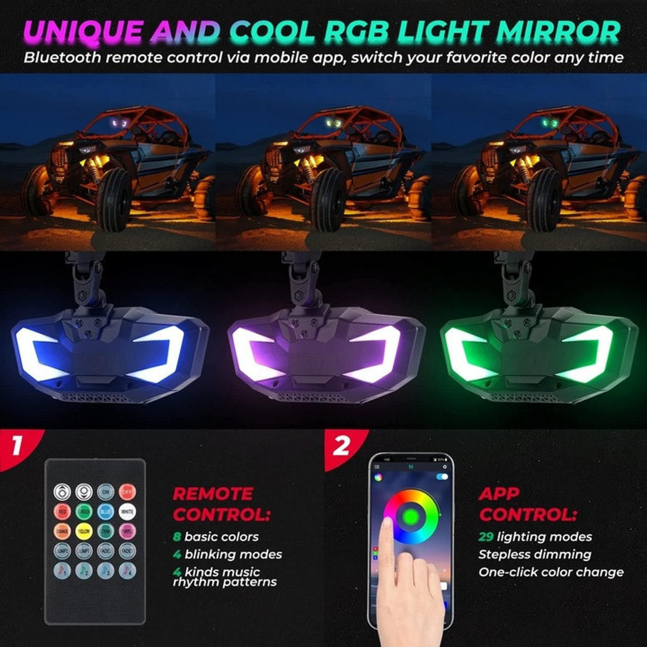Enhance Your Ride Polaris General Rear View Mirror With Bluetooth