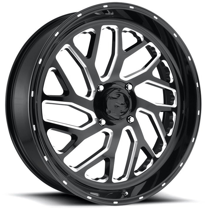 Polaris General Fuel Triton D581 Gloss Black & Milled Wheel Set by Fuel ...