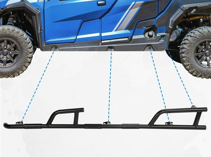 Polaris General 4 1000 / 4 XP 1000 Nerf Bars Rock Sliders by Kemimoto - B0101-04602-BK-EPG