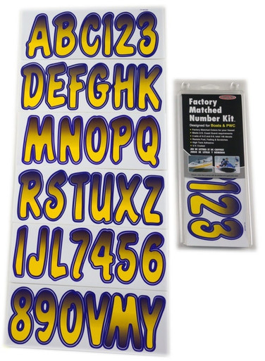 Polaris General Boat Lettering Yellow/Purple 3″ Registration Kit