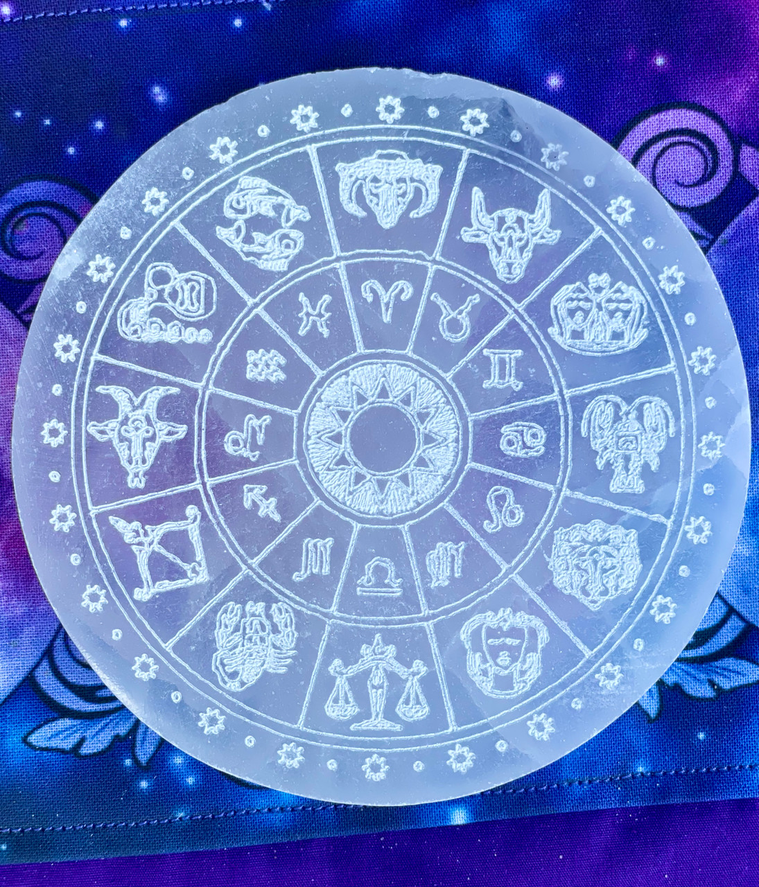 Zodiac selenite plate