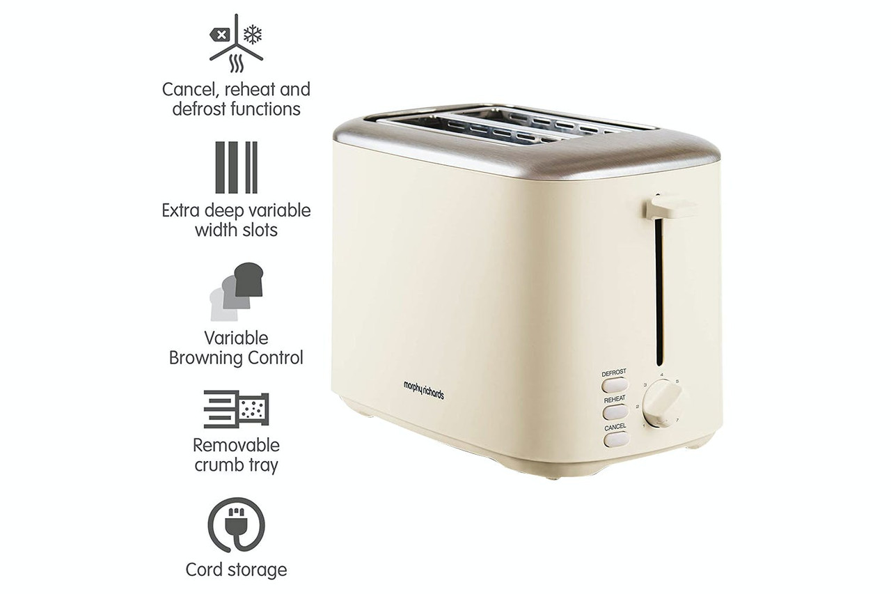 Morphy Richards, 222065, Equip 2 Slice Toaster, Cream - Briscoes