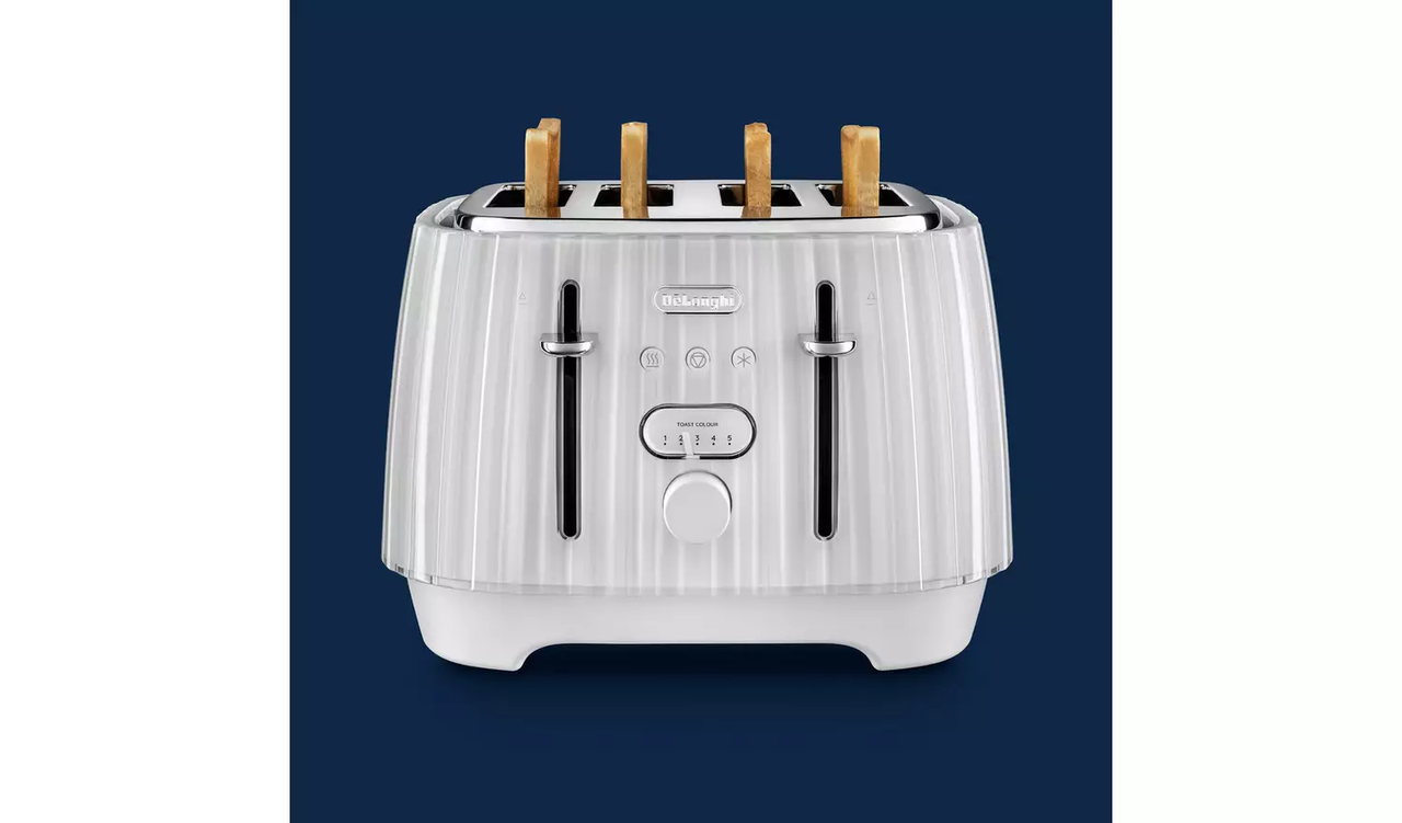 De'Longhi, CTD4003.W, Ballerina 4 Slice Toaster, White - Briscoes