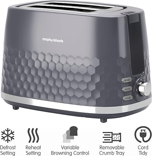 Morphy Richards, 220033, Hive 2 slice toaster, Grey - Briscoes