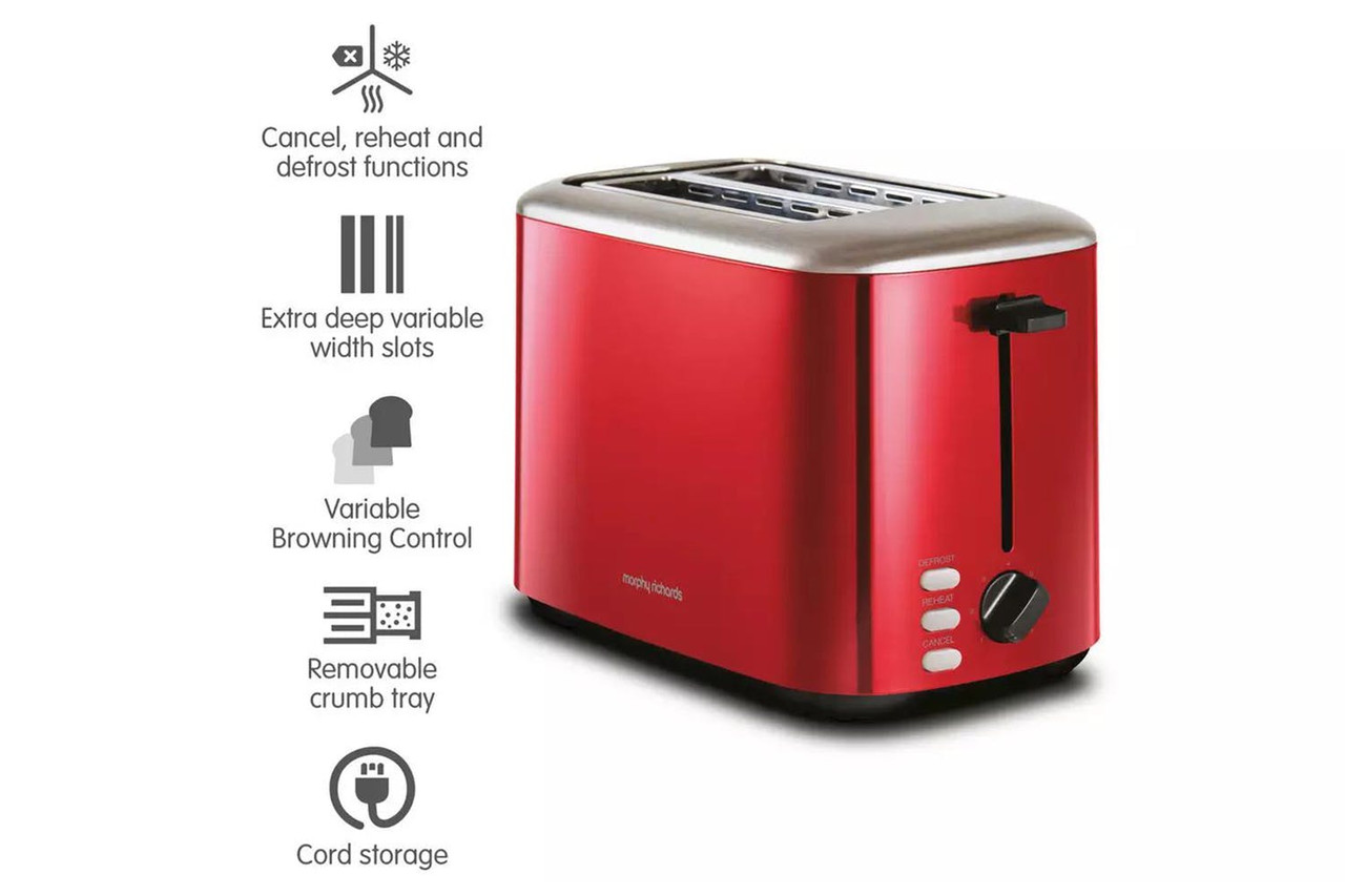 Morphy Richards, 222066, Equip 2 Slice Stainless Steel Toaster, Red ...