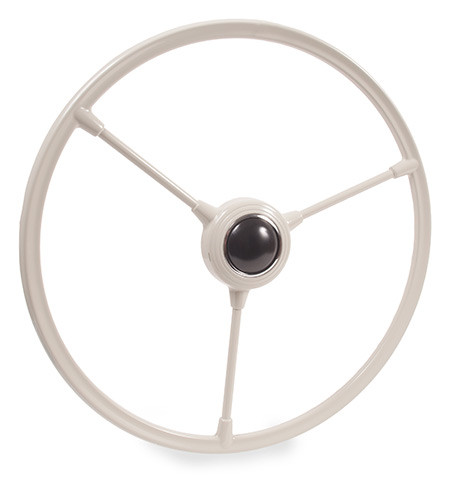 THREE SPOKE STEERING WHEEL; BUS; 1952-1967; SILVER BEIGE