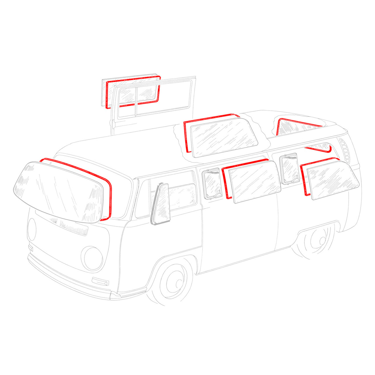 DELUXE WINDOW RUBBER KIT; BUS; 1968-1979