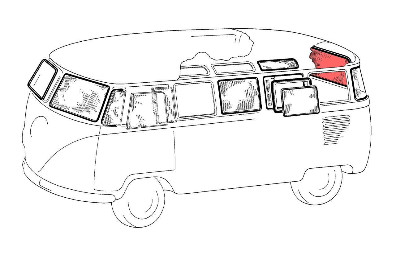 REAR WINDOW GLASS; DELUXE BUS; 1955-1963