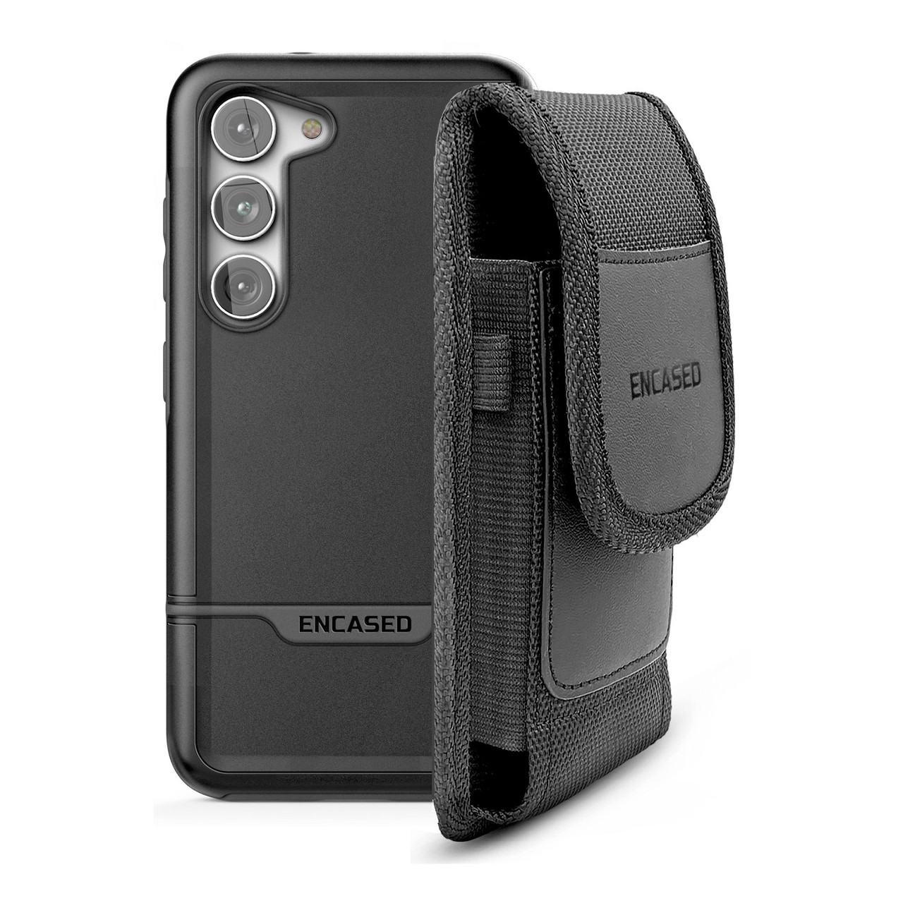 Encased Rebel Case for Samsung Galaxy S23 with Pouch - Black