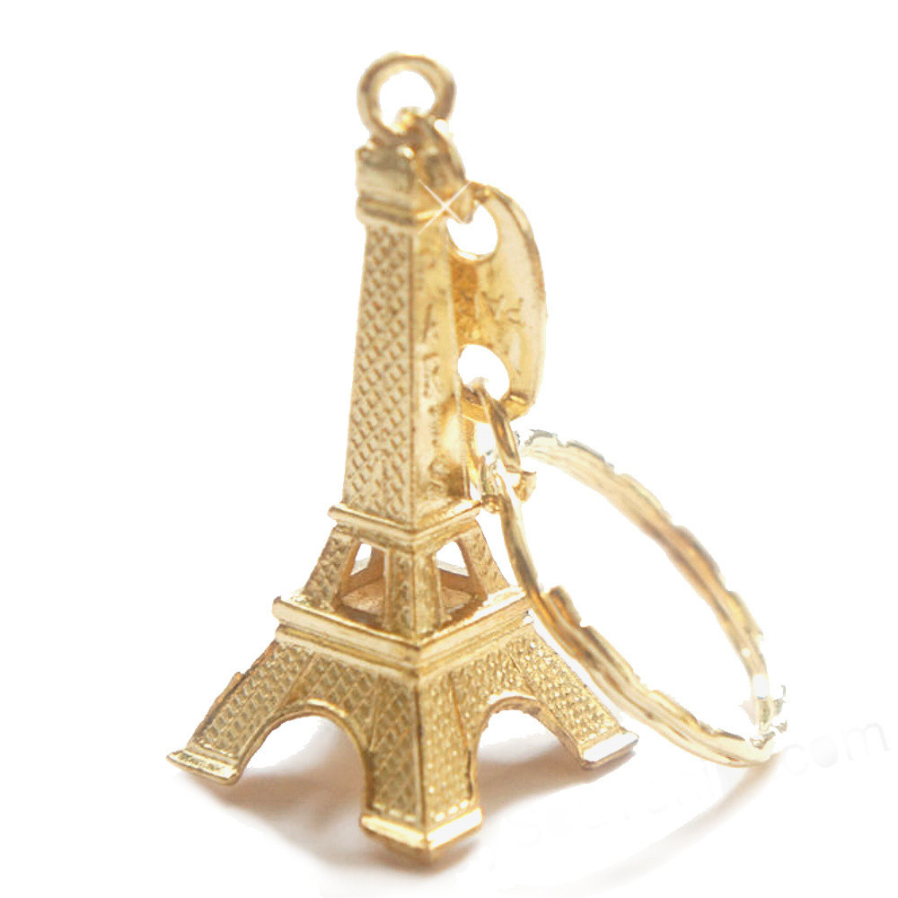Gold 3D Eiffel Tower Key Chain