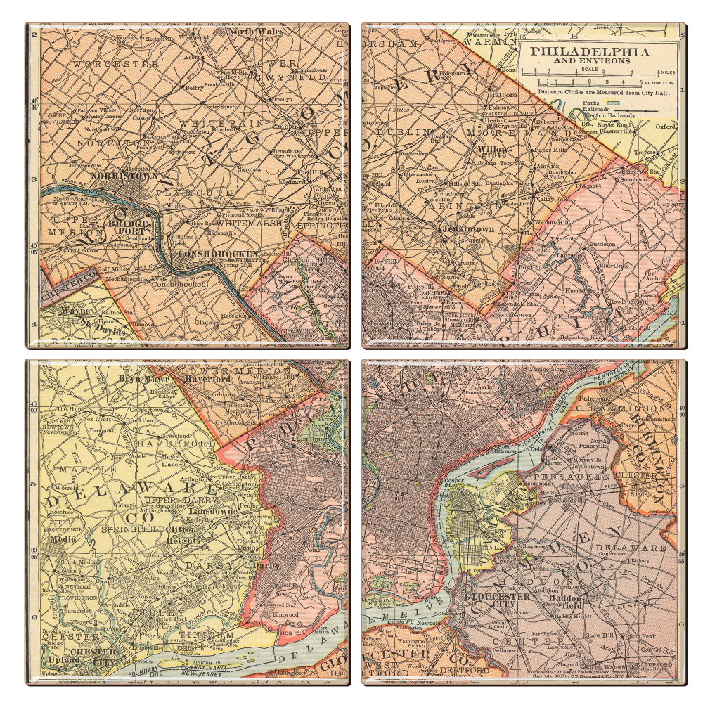 Philadelphia Map Coaster Set of 4