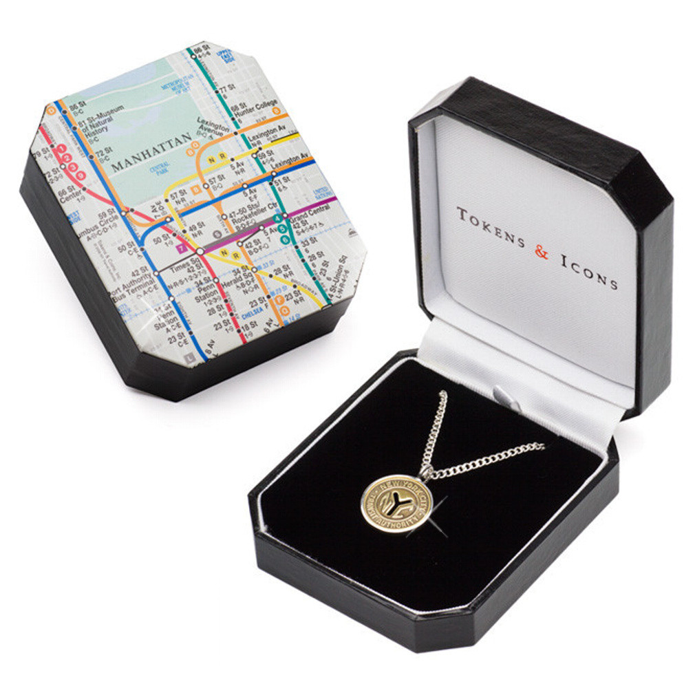 Silver Subway Token Charm Pendant