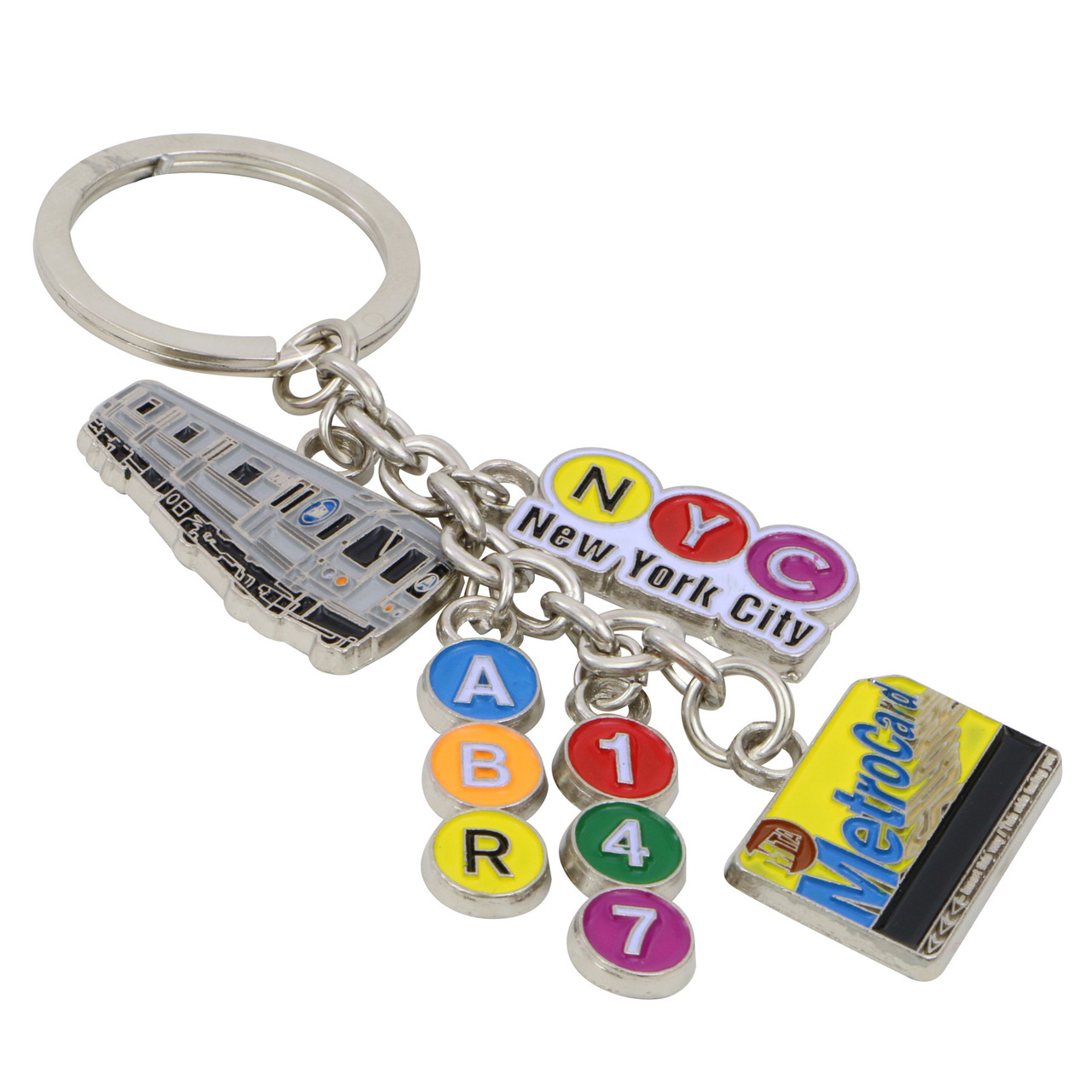 Metal New York City Subway Key Chain 5 Charms