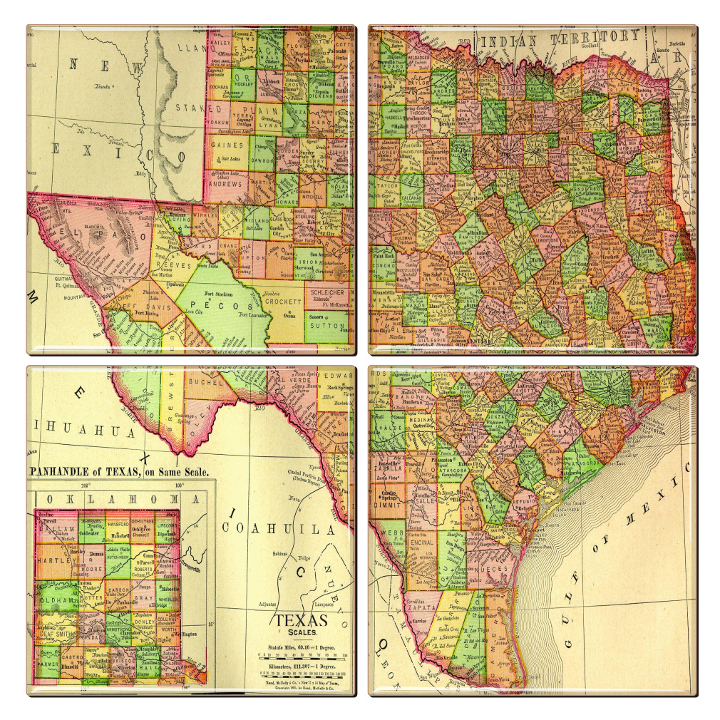 Texas Map Coaster Set of 4