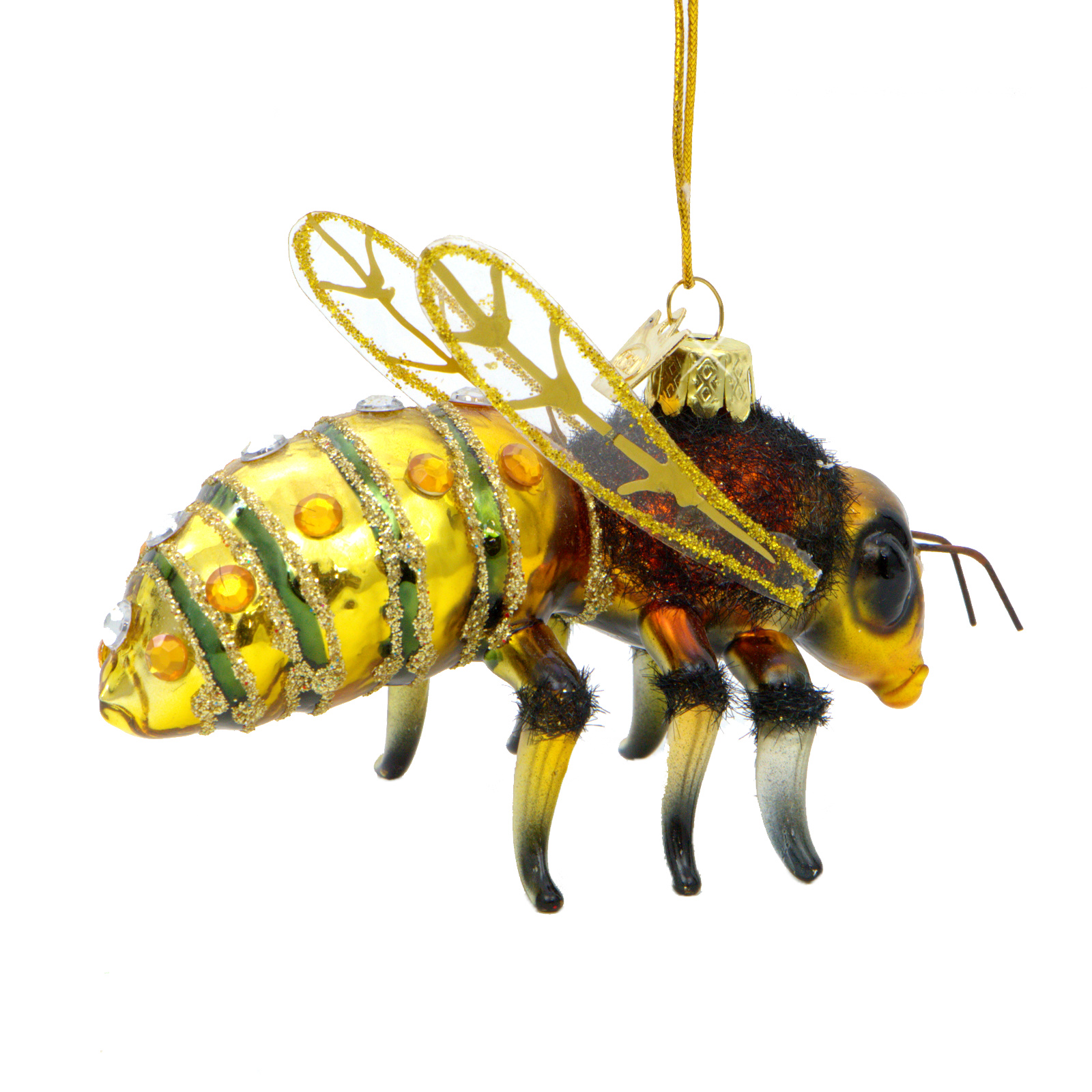 Glass Bumble Bee Christmas Ornament 3.5 Inches