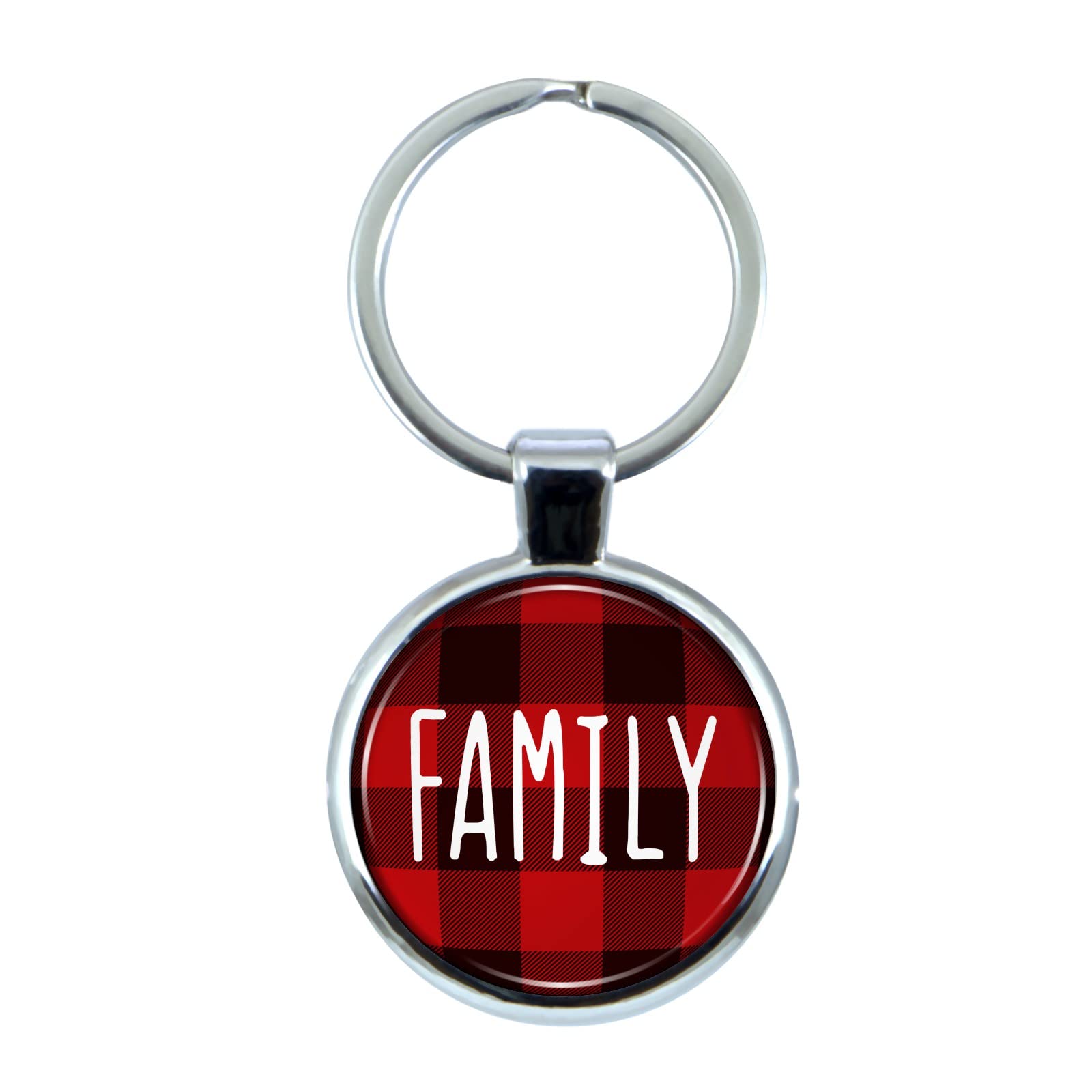 Family Christmas Red Plaid Keychain