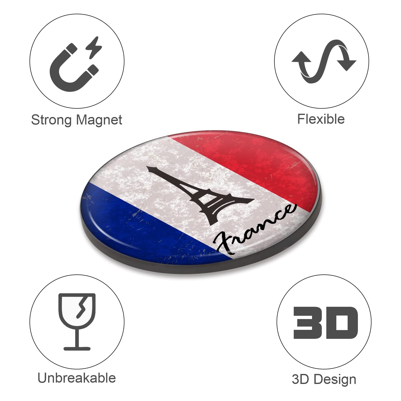 France Flag and Eiffel Tower Magnet