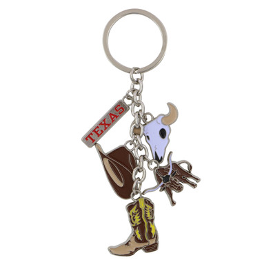 Metal Texas Key Chain 5 Charms