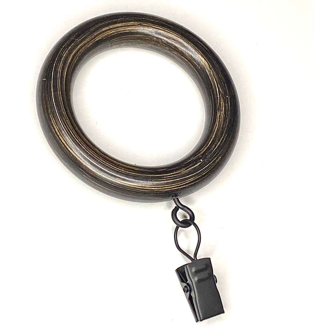 Black Metal Clips Wood Rings: Ideal for 1-3/8" Drapery Rods