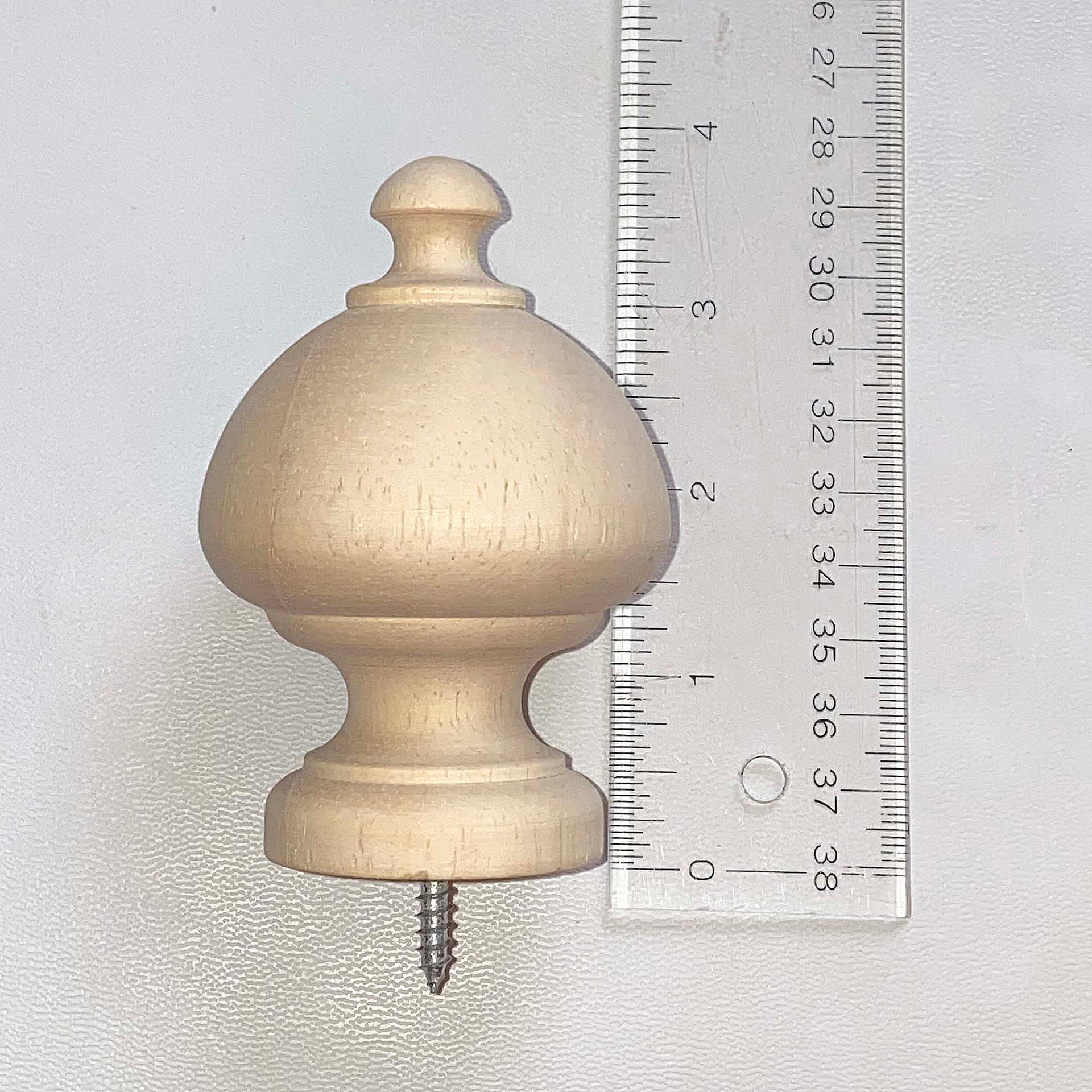 Unfinished Wooden Traditional Finial, pair
