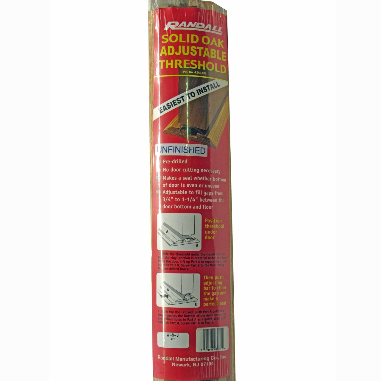 Adjustable Exterior Aluminum and All Oak Door Threshold