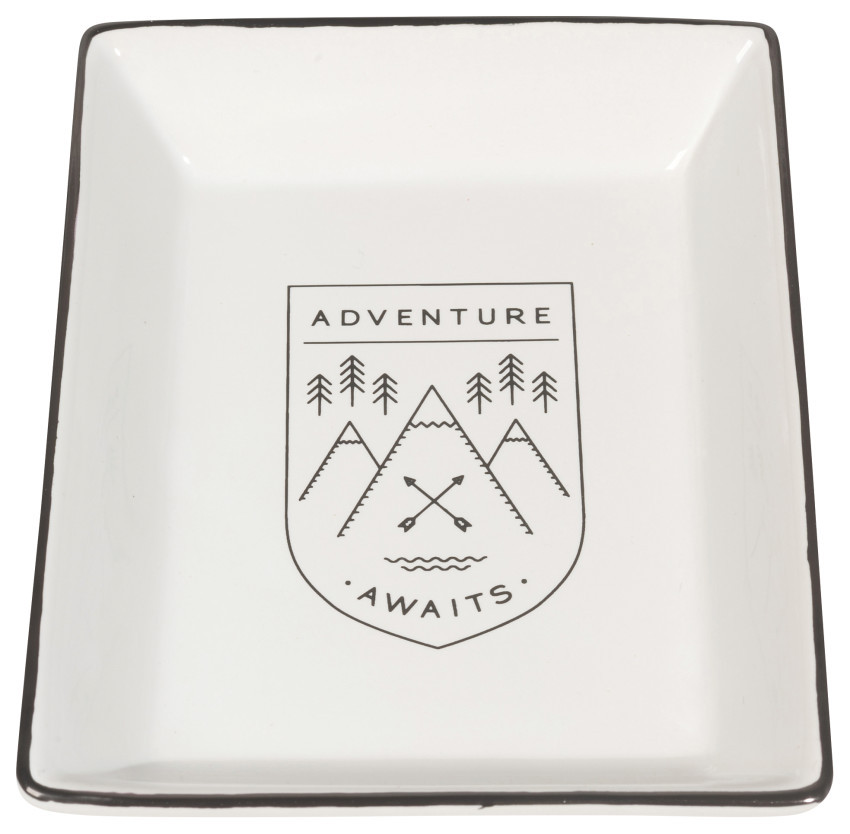 Decorative Ceramic Trinket Tray - Mountain Themed Adventure Awaits 5.25 ...